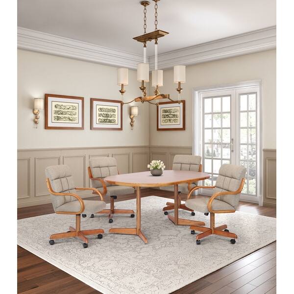 Caster Chair Company 5-Piece 42x[42/60] Pecan Caster Castor Dining Set ...